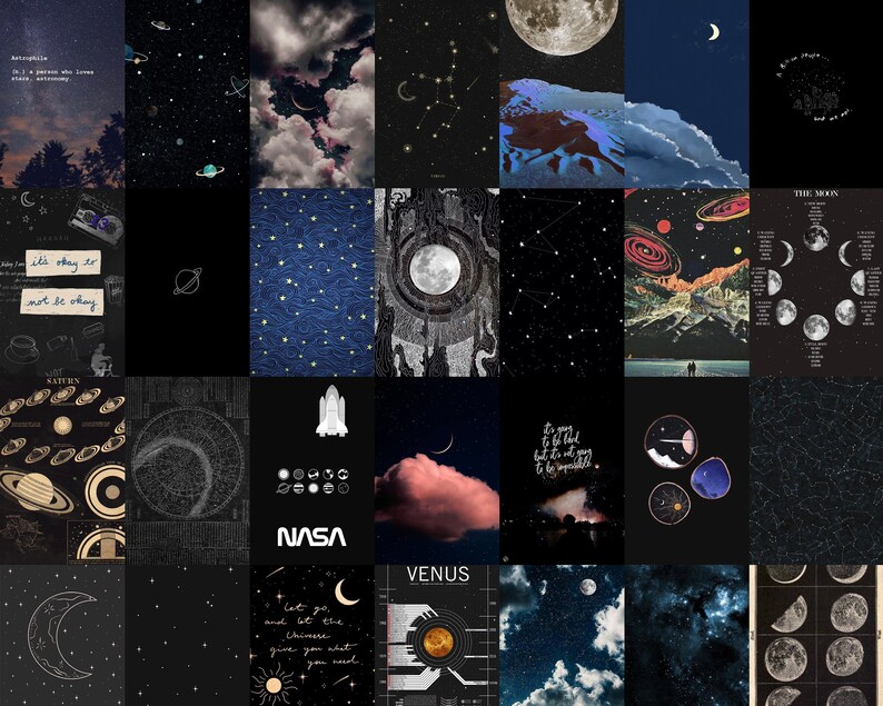 Moonlight Aesthetic Wall Collage Kit Astronomy Collage Kit | Etsy