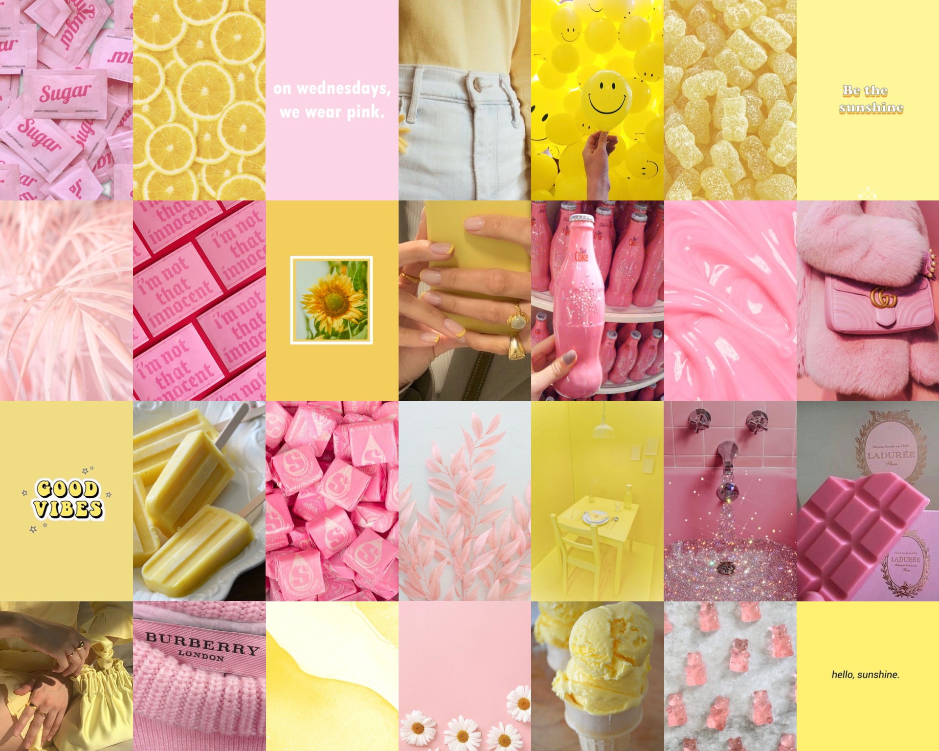 Pink Wall Collage Kit Yellow Collage Kit Pink Collage Kit - Etsy