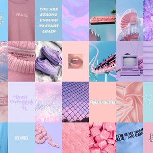 Pastel Wall Collage Kit, Cotton Candy Collage Kit, Pastel Aesthetic ...