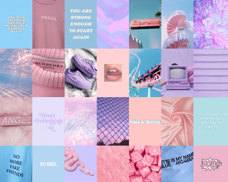 Pastel Wall Collage Kit, Cotton Candy Collage Kit, Pastel Aesthetic ...