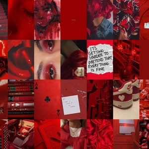 Red Wall Collage Kit, Red Aesthetic Collage Kit, Aesthetic Wall Collage ...