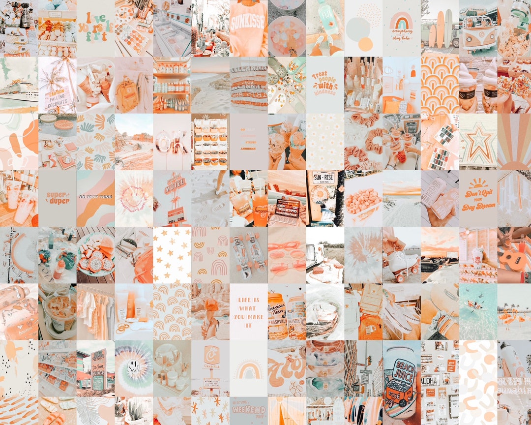 Peach Wall Collage Kit, Beach Wall Collage, Beachy Photo Wall, Peach ...