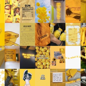 Yellow Wall Collage Kit, Yellow Collage Kit, Yellow Aesthetic Collage ...