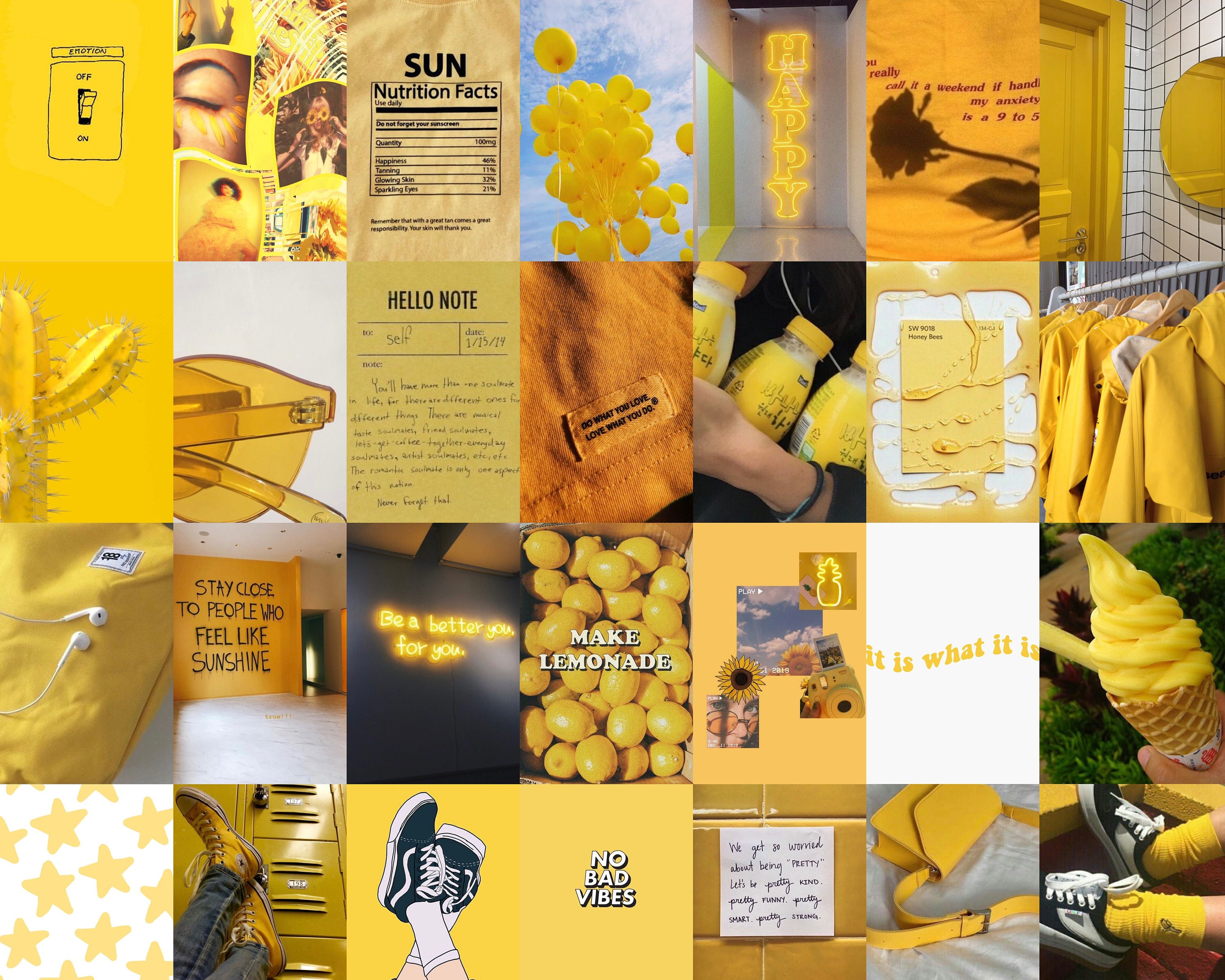 Yellow Wall Collage Kit Yellow Collage Kit Yellow Aesthetic - Etsy