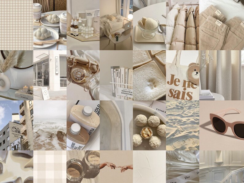 Cream Wall Collage Kit Neutral Wall Collage Beige Aesthetic - Etsy