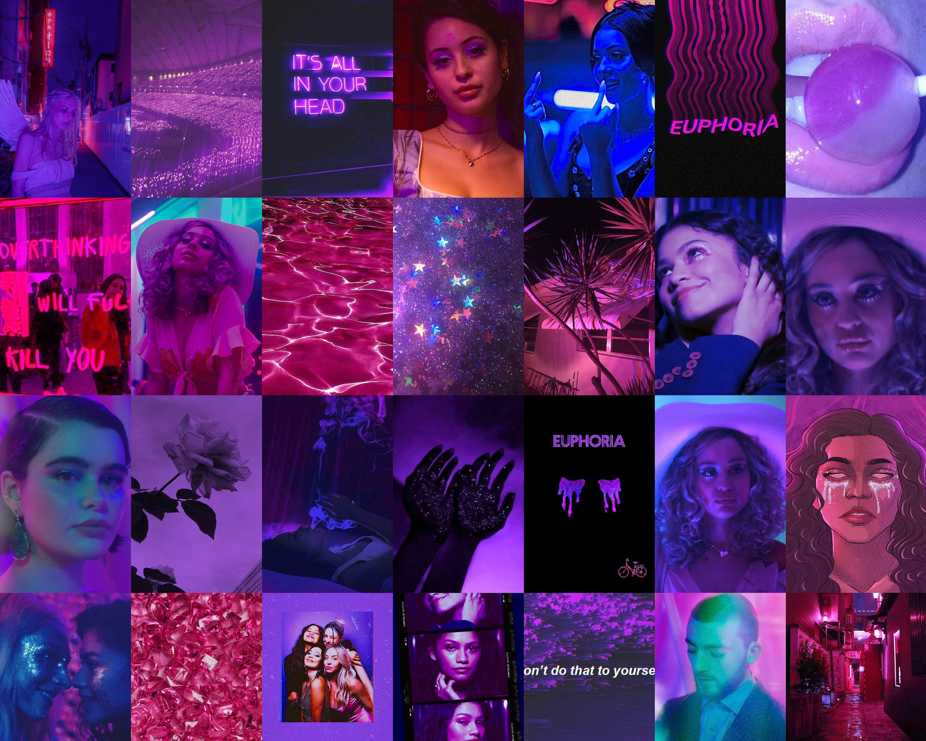 Euphoria Wall Collage Kit, Euphoria Aesthetic Wall Collage, Purple ...