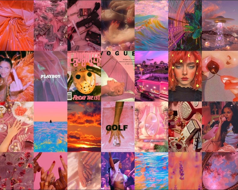 Pink Wall Collage Kit Orange Collage Kit Purple Wall - Etsy