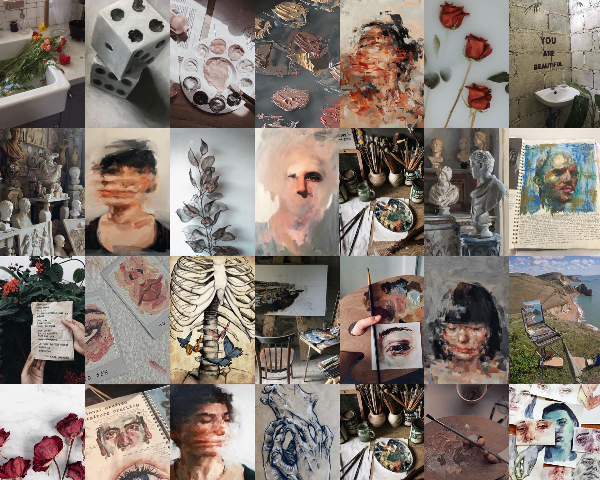 Artsy Wall Collage Kit, Art Collage Kit, Art Aesthetic, Digital Wall ...