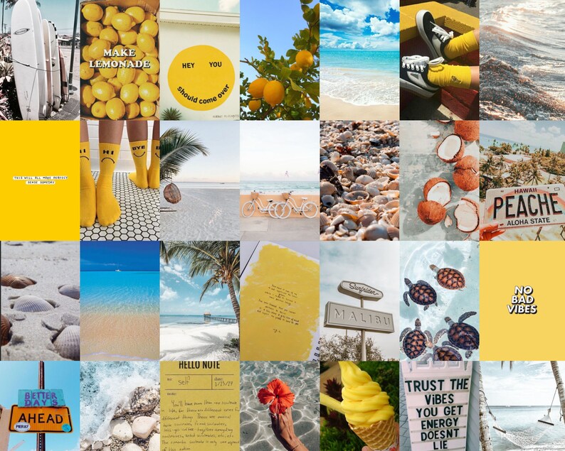 Summer Vibes Wall Collage Kit Summer Aesthetic Wall Collage - Etsy