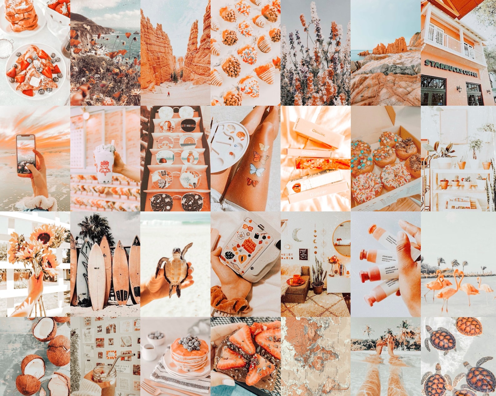 Orange Wall Collage Kit Beach Collage Kit Beachy Aesthetic - Etsy