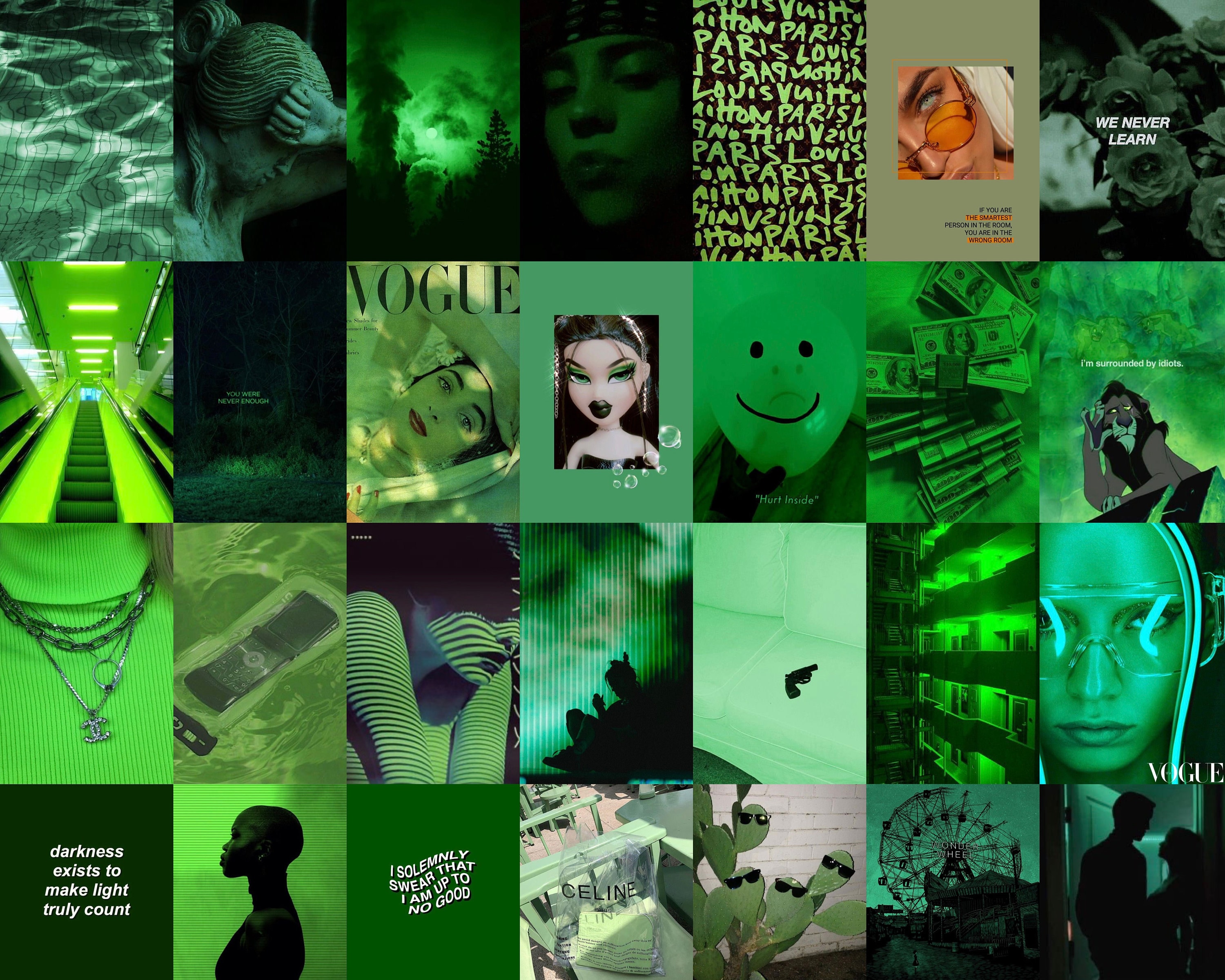 Green Wall Collage Kit Green Collage Kit Green Aesthetic - Etsy Canada