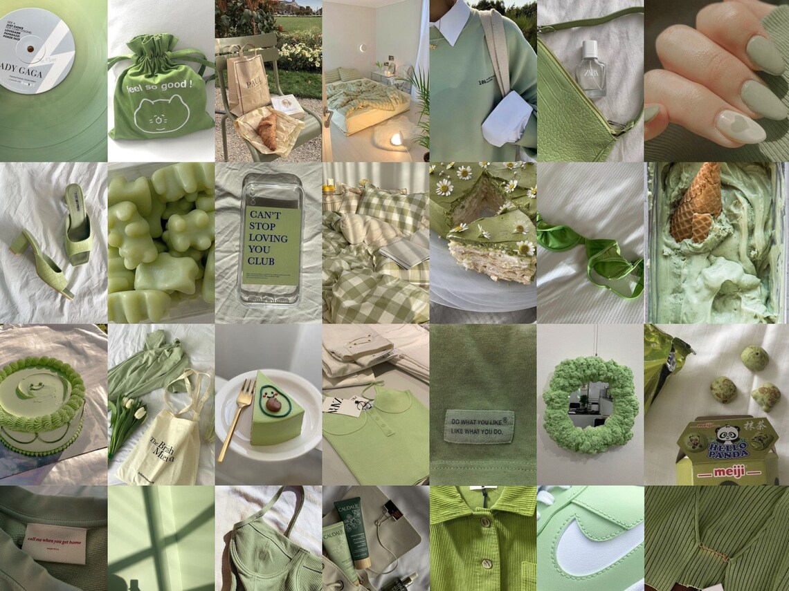 Sage Green Wall Collage Kit Pastel Green Wall Collage - Etsy