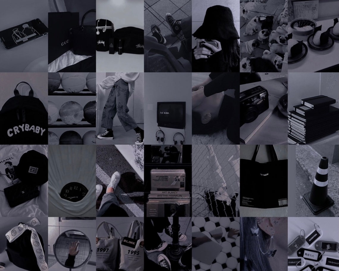 Black Wall Collage Kit Soft Black Collage Kit Black Wall | Etsy