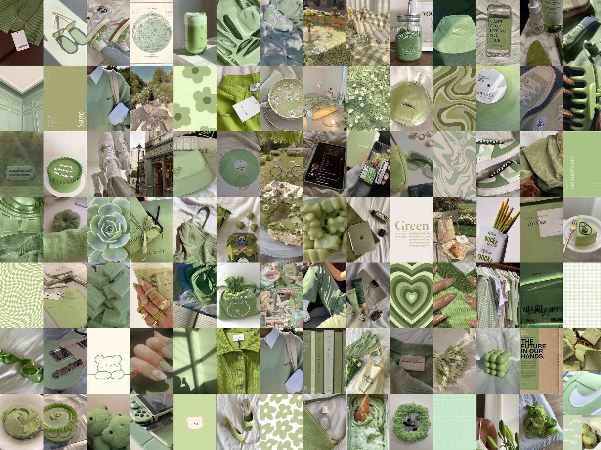 Sage Green Wall Collage Kit Pastel Green Wall Collage - Etsy
