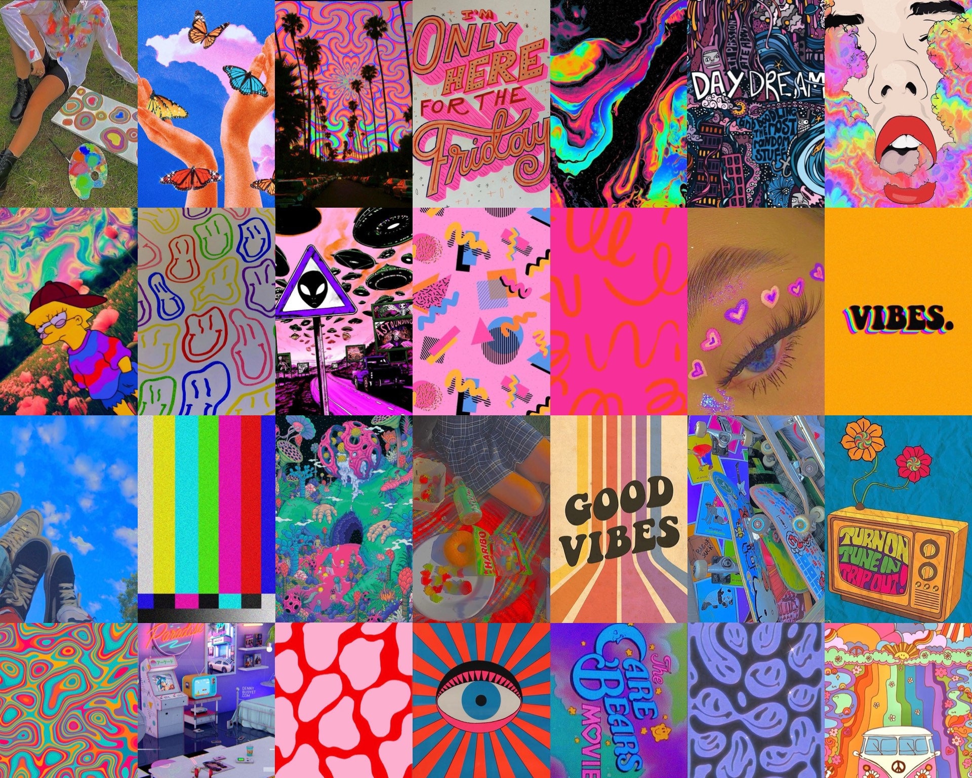 Indie Wall Collage Kit, Indie Collage Kit, Retro Wall Collage, Indie ...
