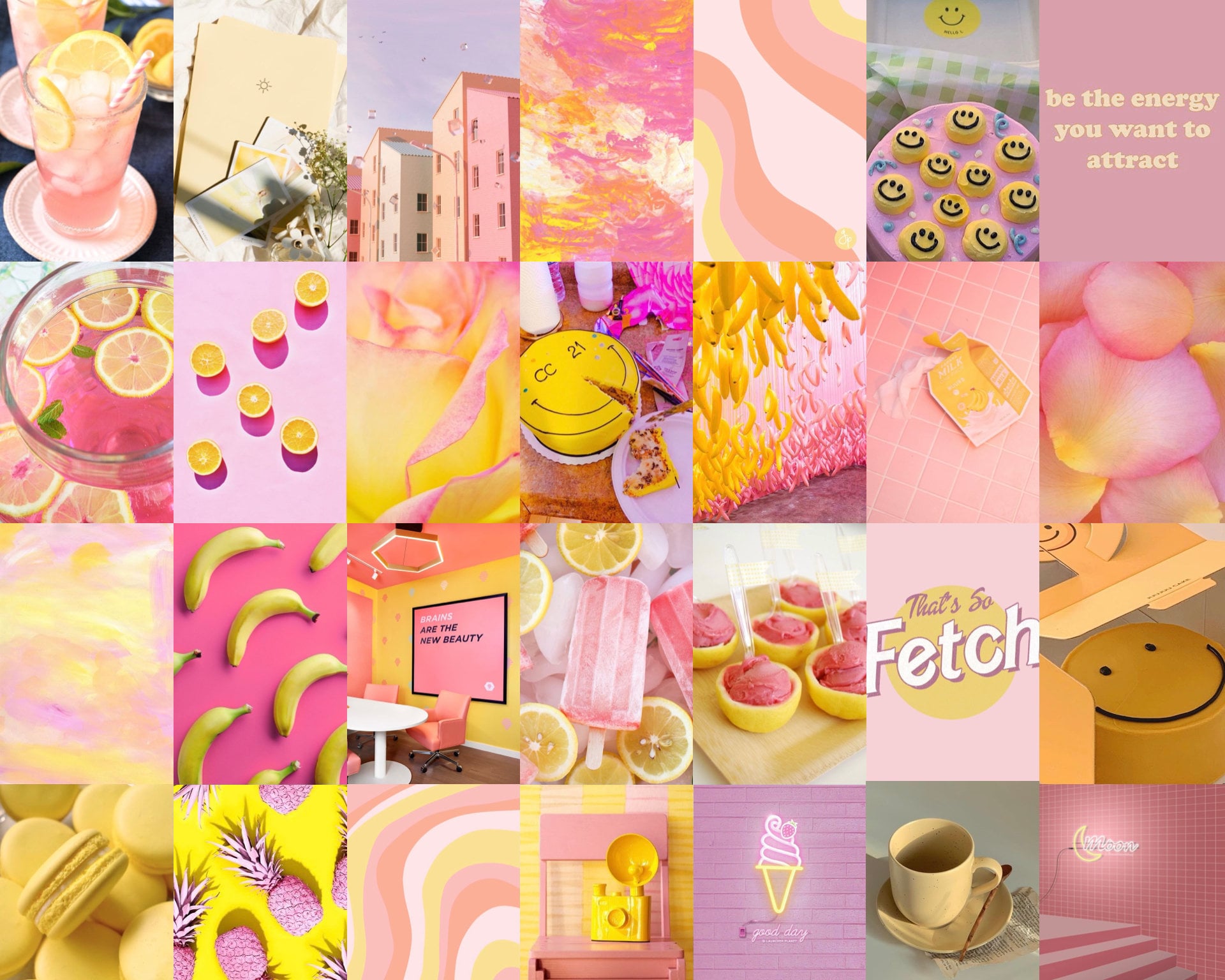 Pink Wall Collage Kit Yellow Collage Kit Pink Collage Kit - Etsy