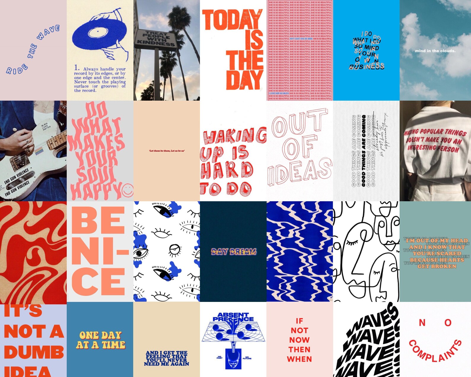 Blue Collage Kit Red Collage Kit Blue Wall Collage Red and - Etsy