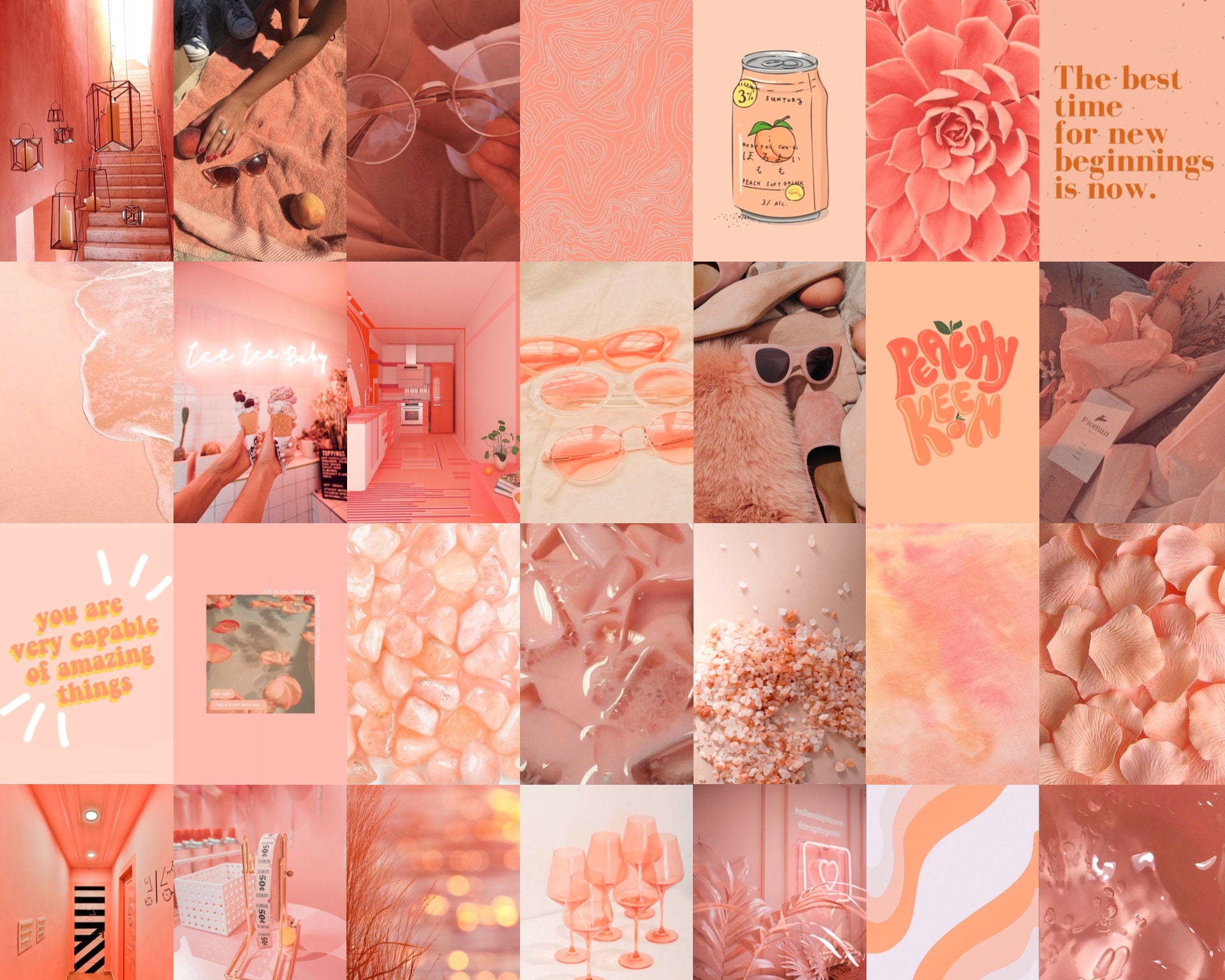Peach Wall Collage Kit Peach Wall Collage Peach Aesthetic - Etsy