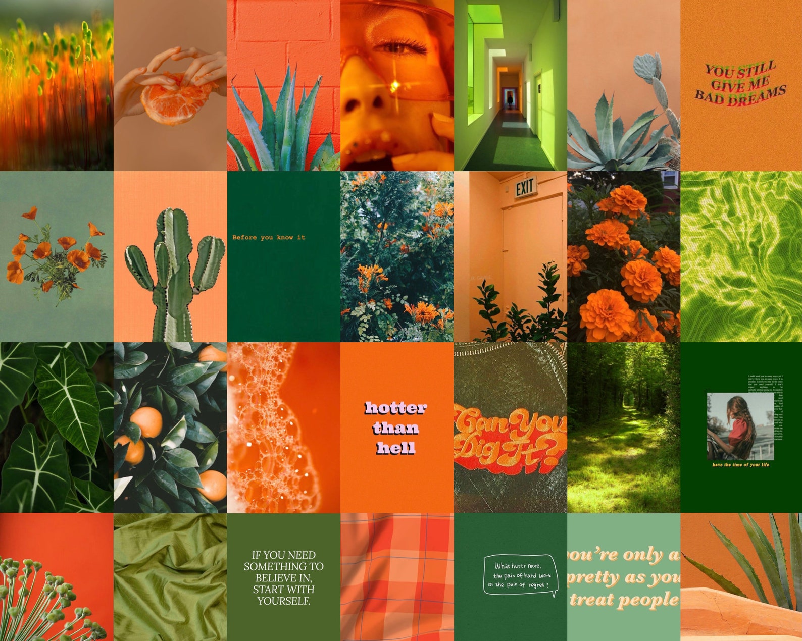 Orange Wall Collage Kit Green Collage Kit Orange Aesthetic - Etsy