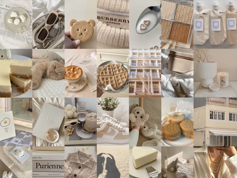 Cream Wall Collage Kit Neutral Wall Collage Beige Aesthetic - Etsy
