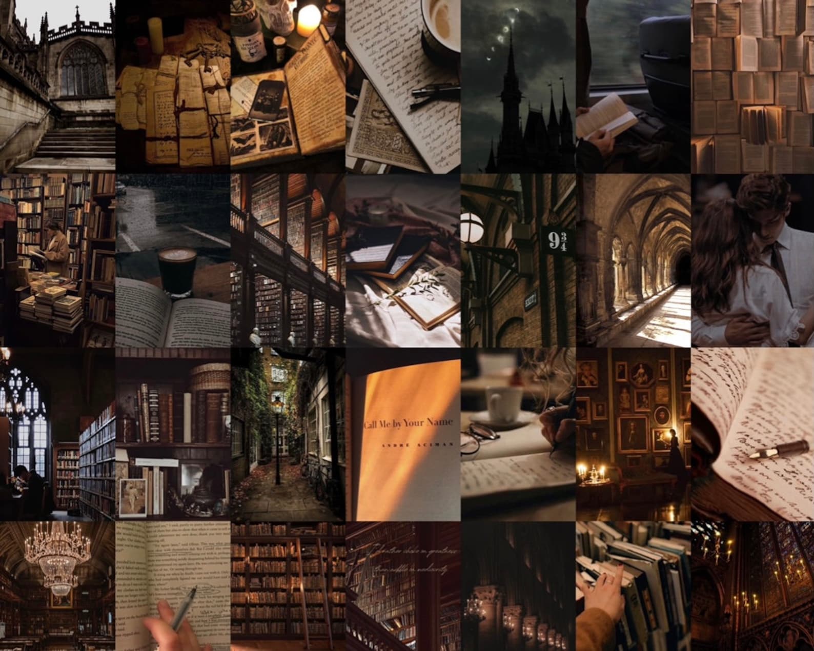 Dark Academia Wall Collage Kit, Academia Collage Kit, Librarycore Wall ...