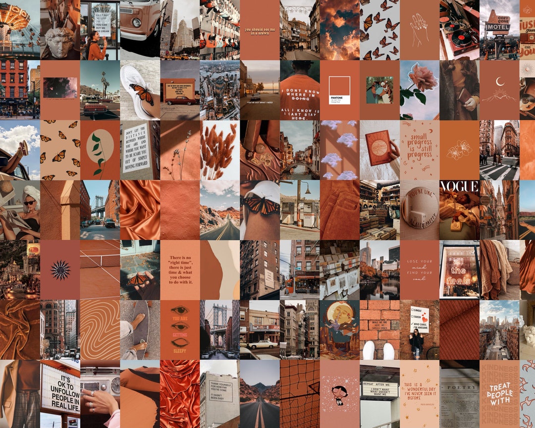 Rust Wall Collage Kit, Burnt Orange Collage Kit, Orange Wall Collage ...