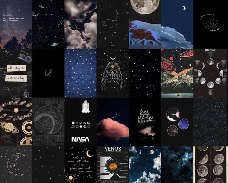 Moonlight Aesthetic Wall Collage Kit Astronomy Collage Kit - Etsy