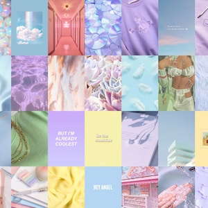 Pastel Wall Collage Kit, Pastel Collage Kit, Pastel Aesthetic Wall Art ...