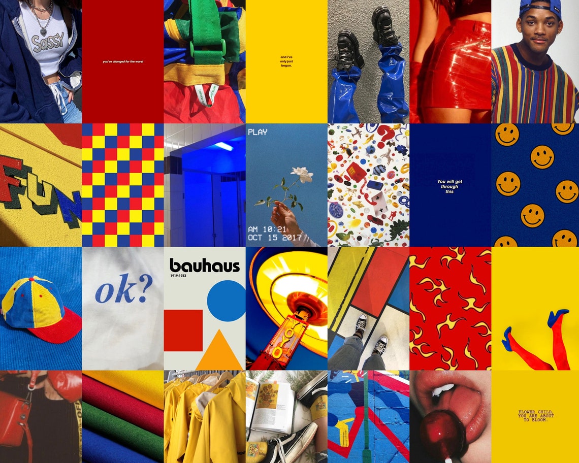 Primary Colors Collage Kit, Red Collage Kit, Yellow Wall Collage, Blue ...
