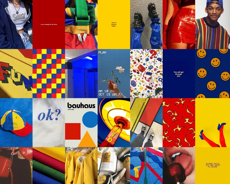 Primary Colors Collage Kit Red Collage Kit Yellow Wall - Etsy