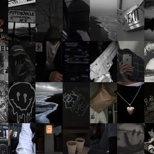 Black Wall Collage Kit, Black Wall Collage, Dark Aesthetic Collage Kit ...