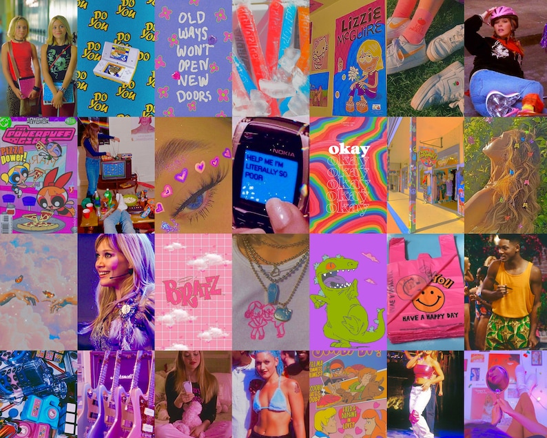 90s Collage Kit, Y2K Wall Collage, 90s Aesthetic Collage Kit, Retro ...