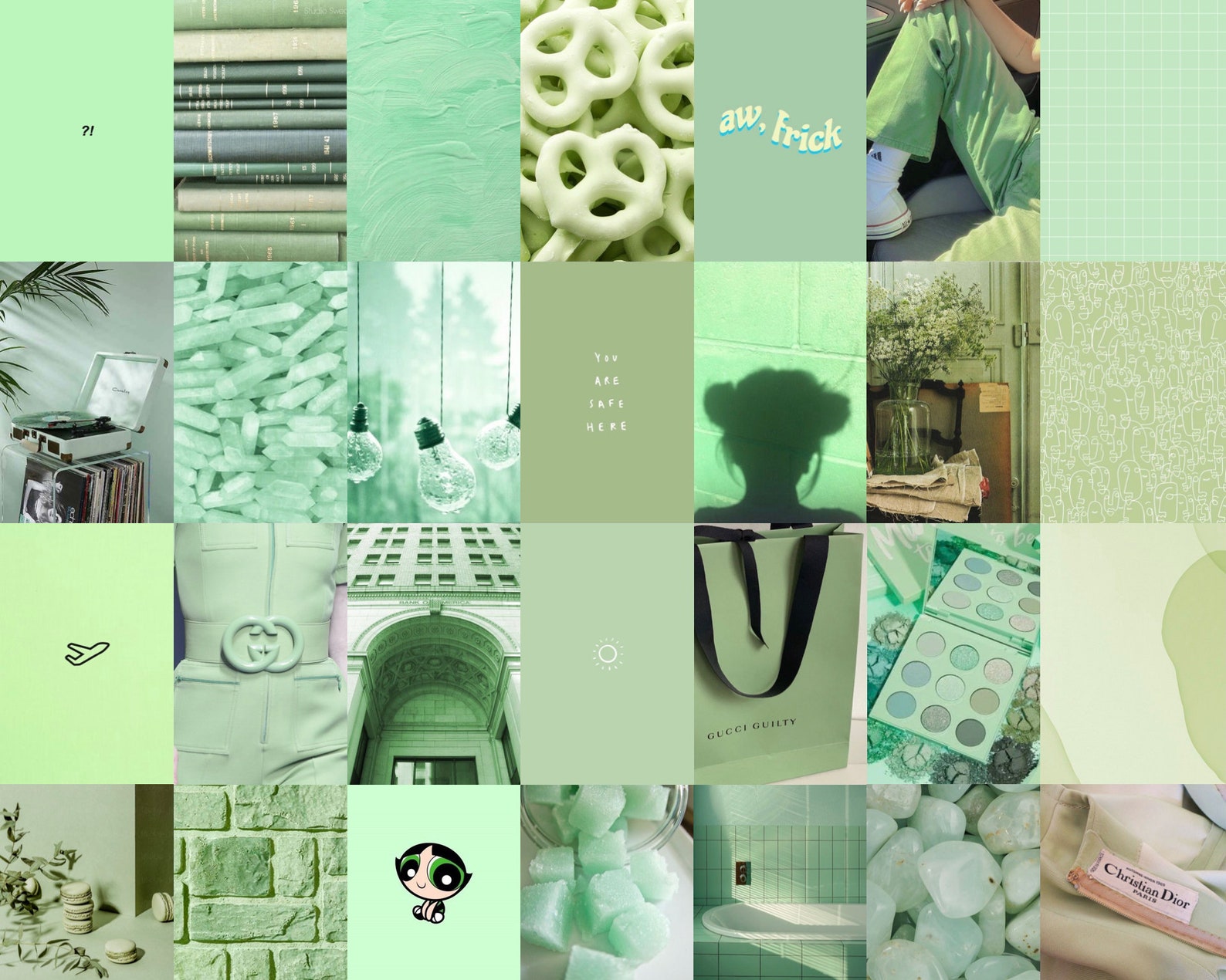 Mint Green Wall Collage Kit Sage Green Collage Kit Green - Etsy
