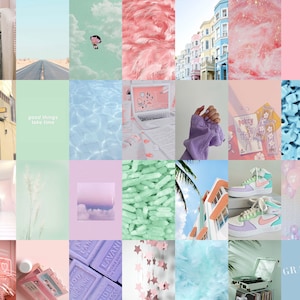 Pastel Wall Collage Kit, Pastel Collage Kit, Pastel Aesthetic Wall Art ...