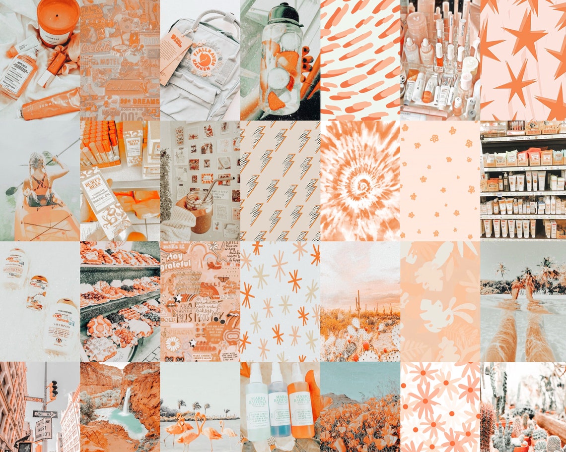 Orange Wall Collage Kit Beach Collage Kit Beachy Aesthetic - Etsy