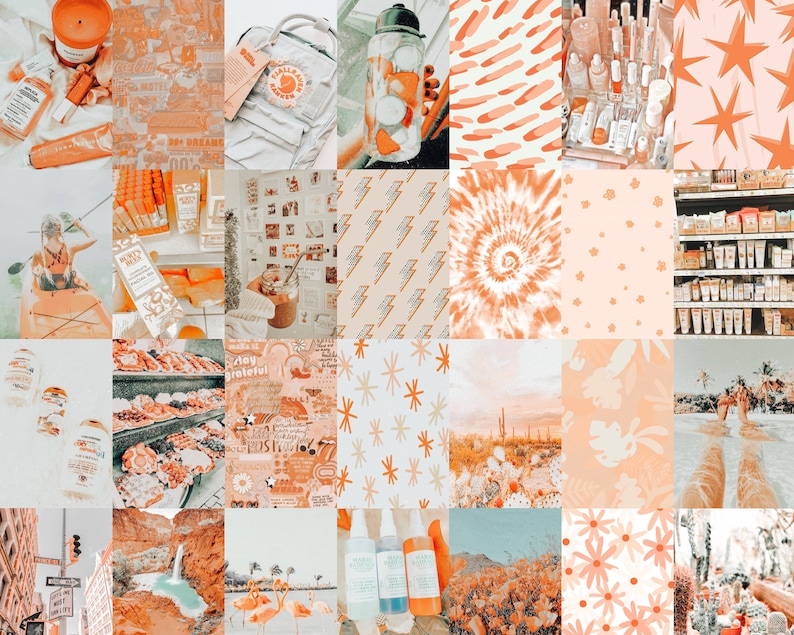 Orange Wall Collage Kit Beach Collage Kit Beachy Aesthetic - Etsy