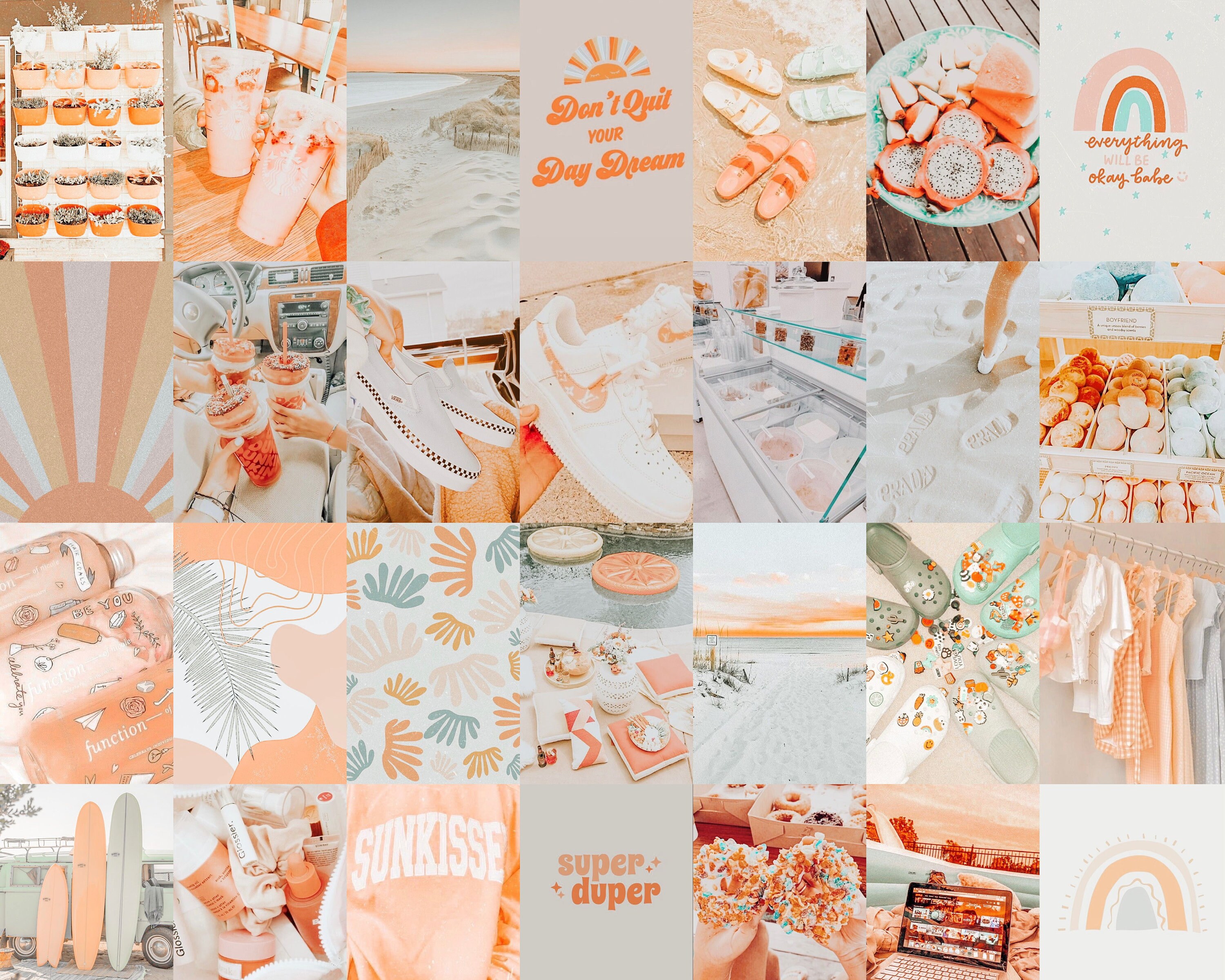 Peach Wall Collage Kit, Beach Wall Collage, Beachy Photo Wall, Peach ...