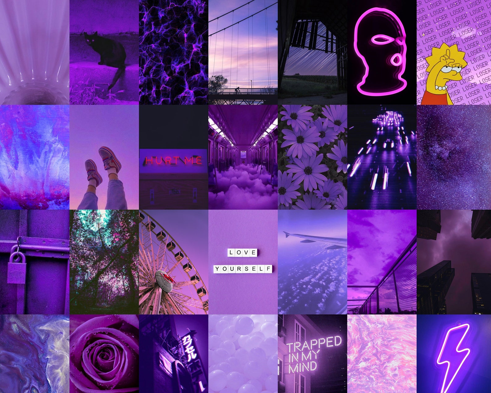 Purple Wall Collage Kit, Purple Collage Wall, Purple Aesthetic Wall ...