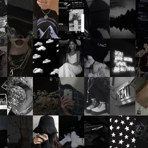 Black Wall Collage Kit, Black Wall Collage, Dark Aesthetic Collage Kit ...