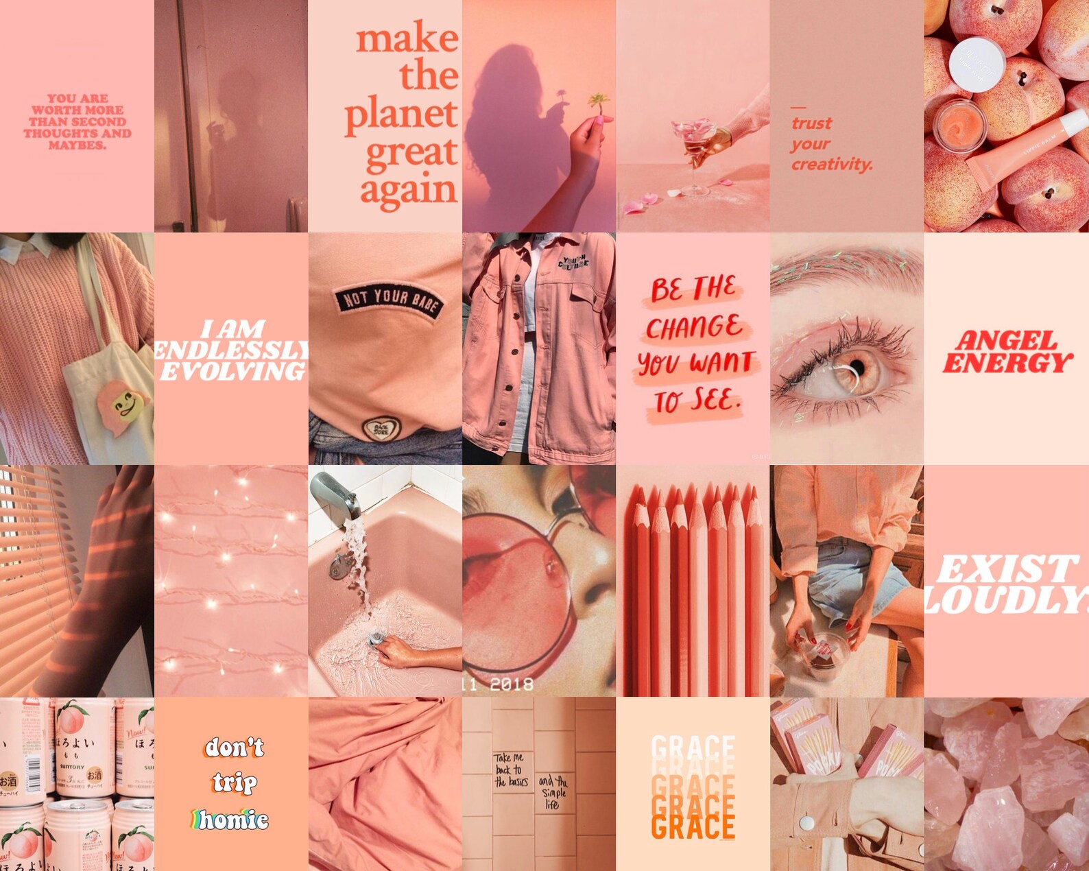 Peach Wall Collage Kit Peach Wall Collage Peach Aesthetic - Etsy