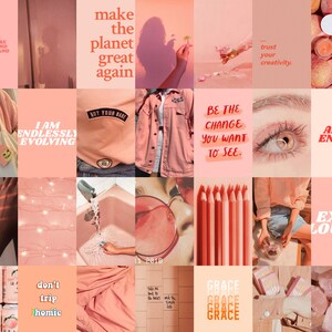 Peach Wall Collage Kit, Peach Wall Collage, Peach Aesthetic Collage ...