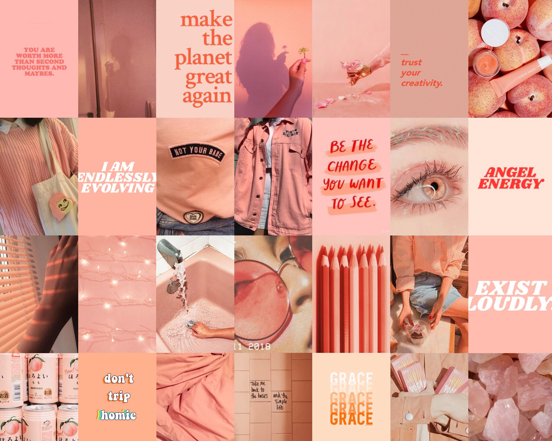 Peach Wall Collage Kit Peach Wall Collage Peach Aesthetic - Etsy