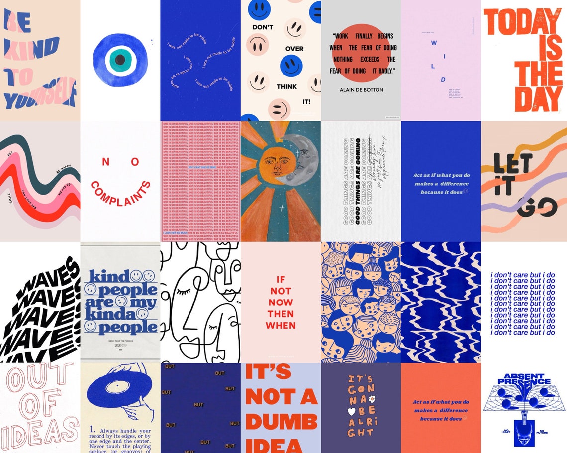 Blue Collage Kit Red Collage Kit Blue Wall Collage Red and - Etsy