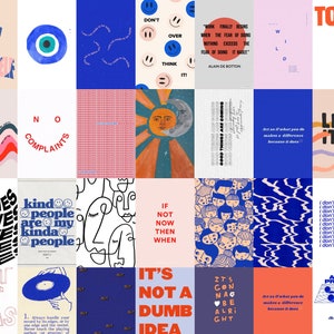 Blue Collage Kit, Red Collage Kit, Blue Wall Collage, Red and Blue Wall ...