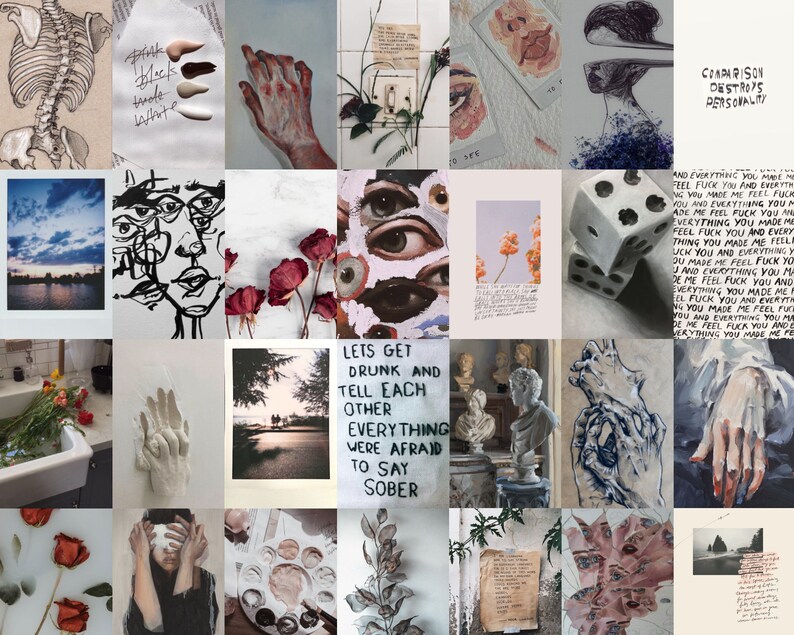 Artsy Wall Collage Kit, Art Collage Kit, Art Aesthetic, Digital Wall ...