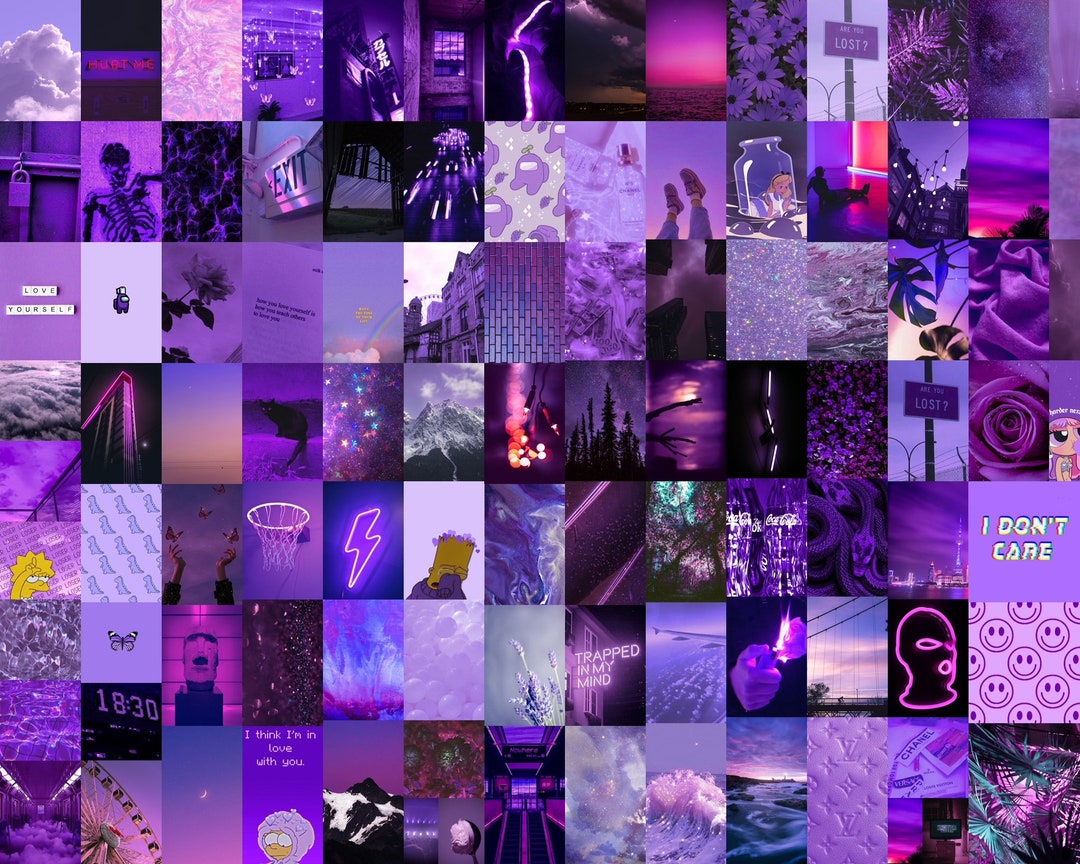 Purple Wall Collage Kit, Purple Collage Wall, Purple Aesthetic Wall ...