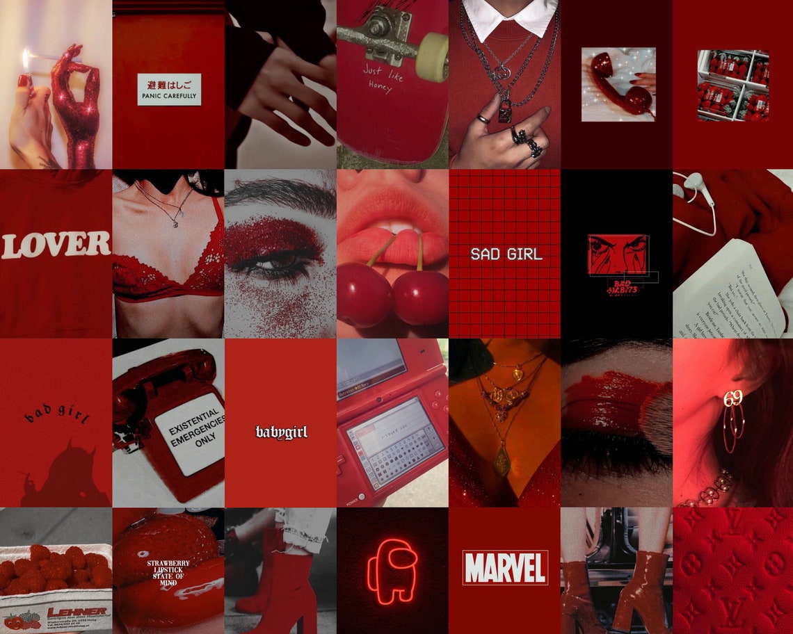 Red Wall Collage Kit Red Aesthetic Collage Kit Aesthetic | Etsy Canada