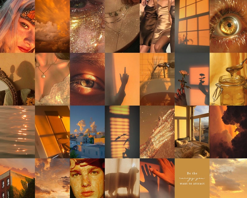 Golden Wall Collage Kit Gold Collage Kit Yellow Wall - Etsy