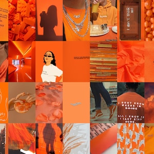 Orange Wall Collage Kit, Orange Wall Collage, Orange Aesthetic Collage ...