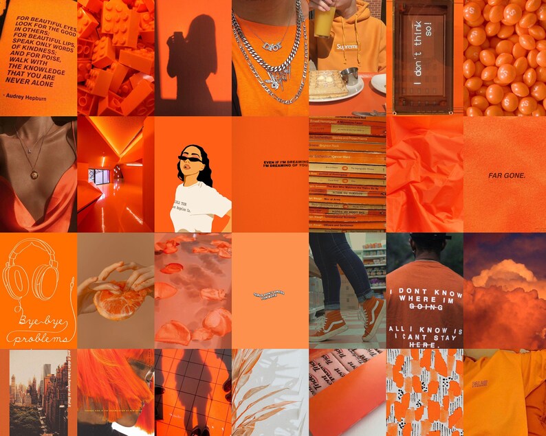 Orange Wall Collage Kit Orange Wall Collage Orange Aesthetic | Etsy